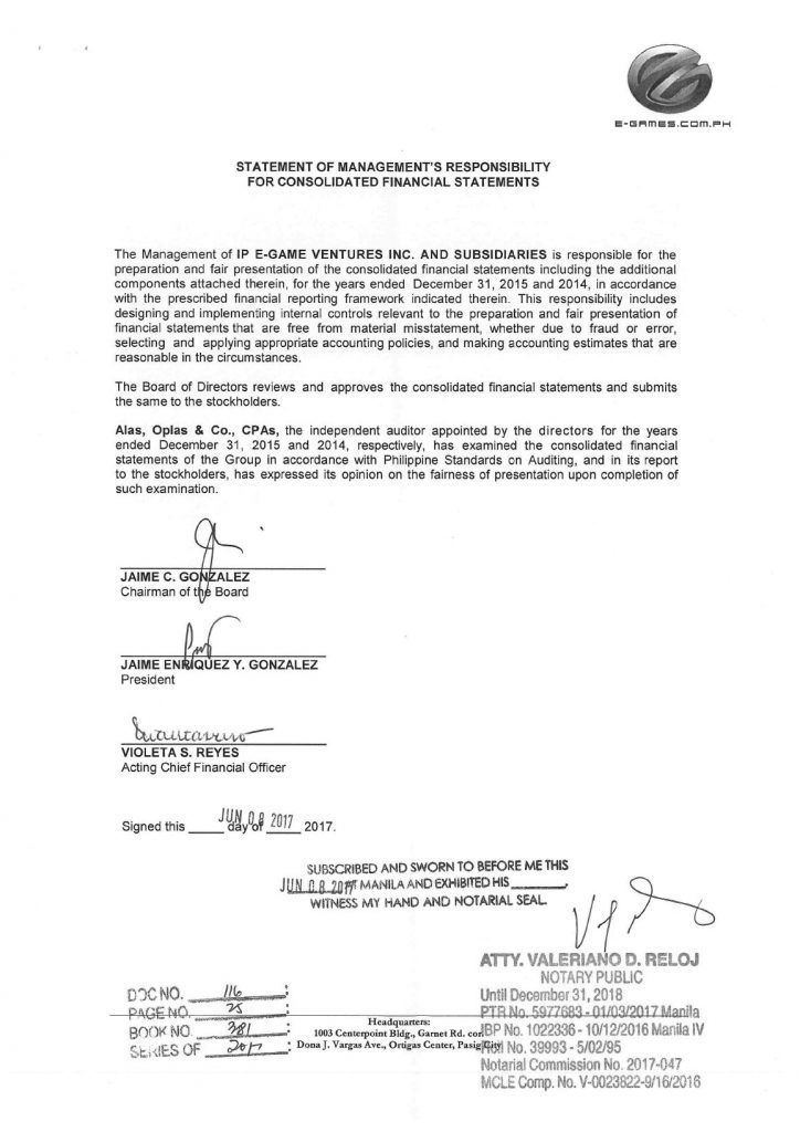 Other Disclosures to SEC, PSE and other Pertinent Agencies | iPe-Game ...