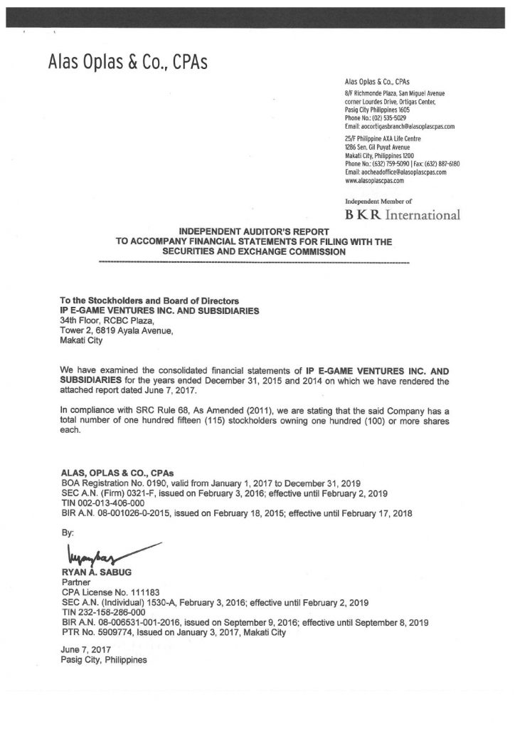 Other Disclosures to SEC, PSE and other Pertinent Agencies | iPe-Game ...